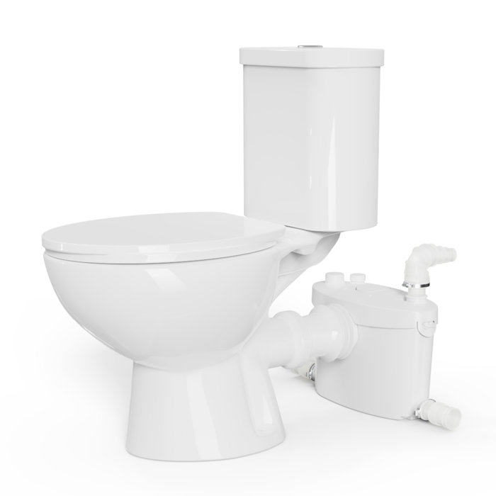 SUPERFLO Upflush Toilet for Basement-Macerating Toilet with 600W Macerator Pump with 4 Water ...